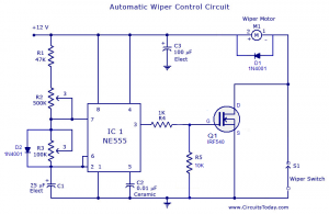 Automatic Wiper Control Circuit using NE 555 IC